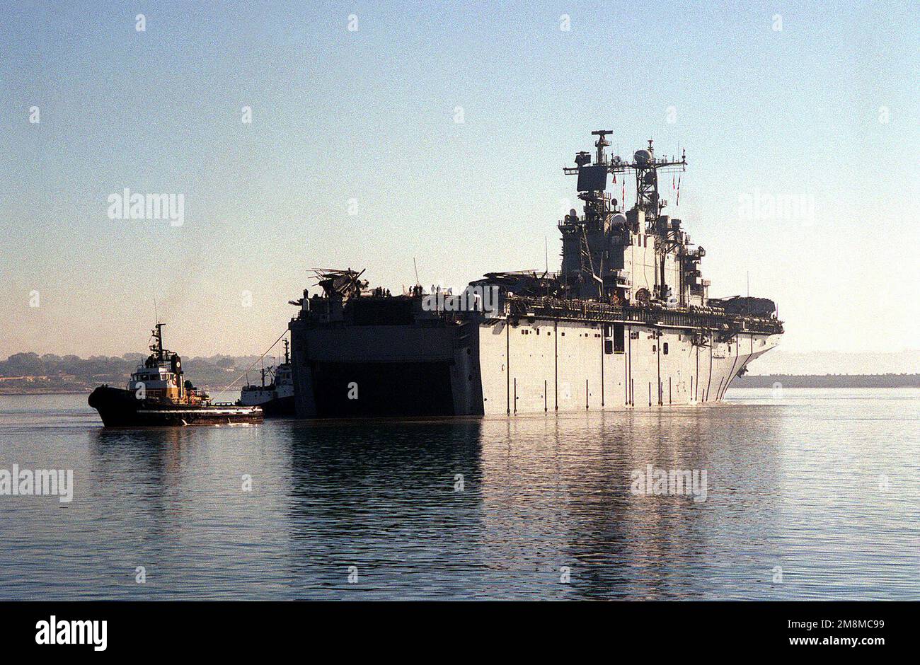 A starboard view of the stern of the TARAWA CLASS AMPHIBIOUS ASSAULT ...