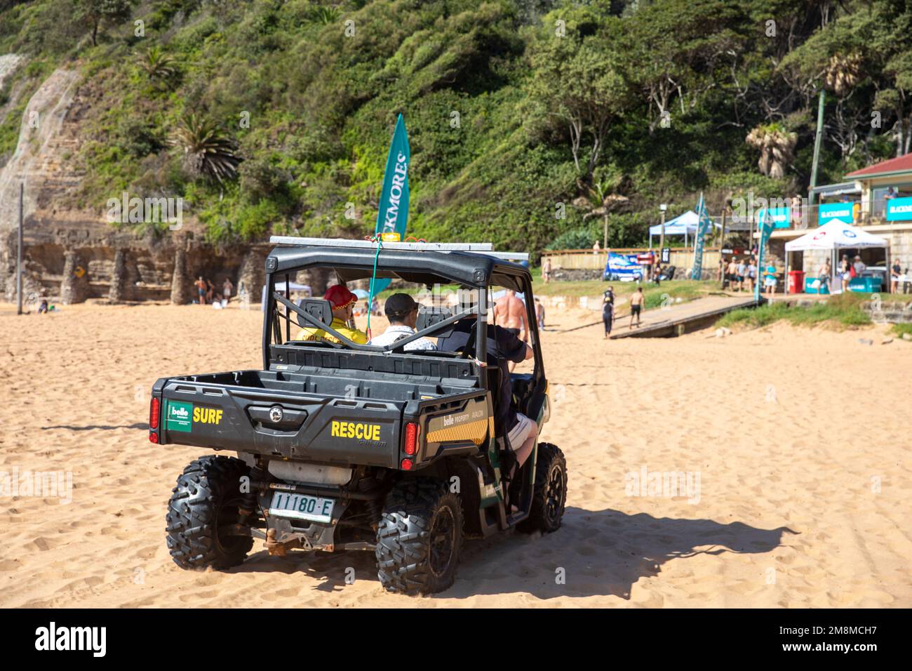 Surf rescue car vehicle buggy on Bilgola Beach Sydney,NSW,Australia ...