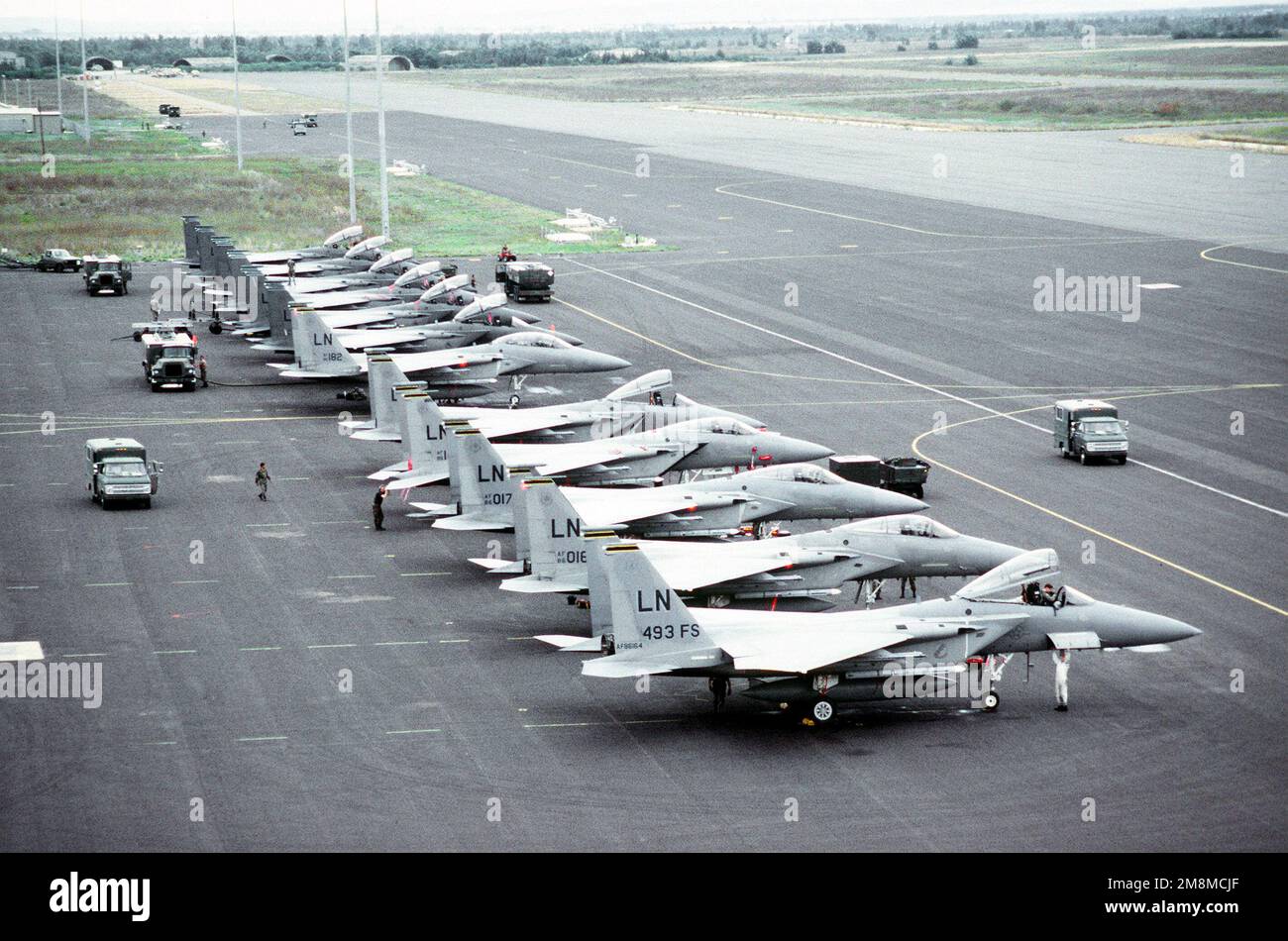 F-15C and F-15E Eagle fighters from RAF Lakenheath, United Kingdom are ...