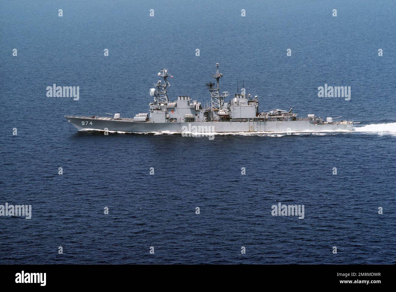 An aerial port beam view of the destroyer USS Comte De Grasse (DD-974 ...