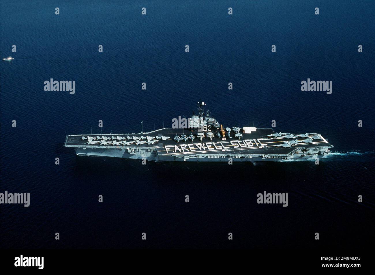 Crewmembers of the aircraft carrier USS Independence (CV-62) spell out ...
