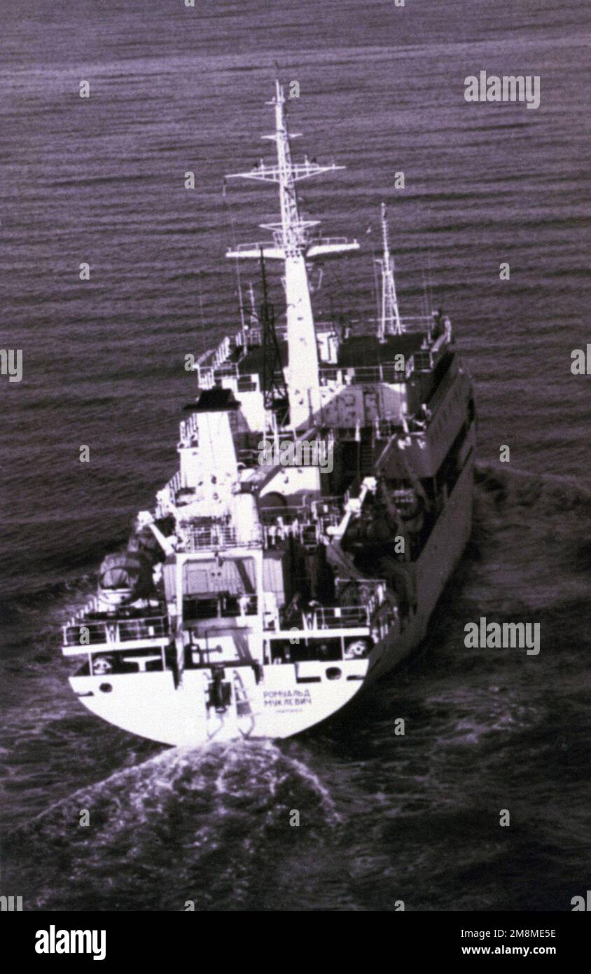 Aerial stern view (off centerline) of the Russian Navy Northern Fleet ...