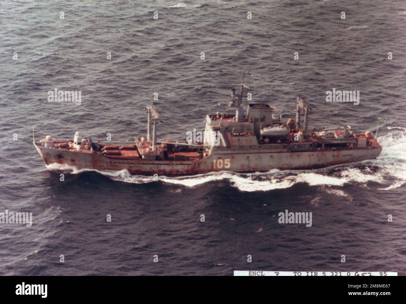 March 1995...Aerial port side view of the Russian Maritime Border Guard ...
