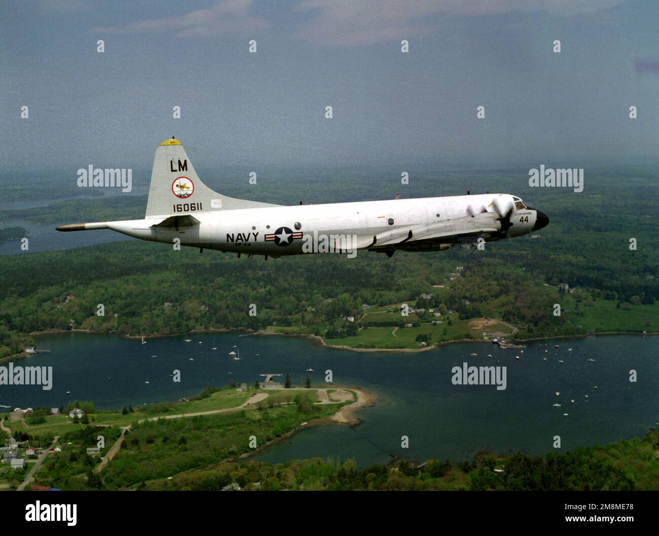 Aerial right side view of a P-3C Orion anti-submarine warfare (ASW ...