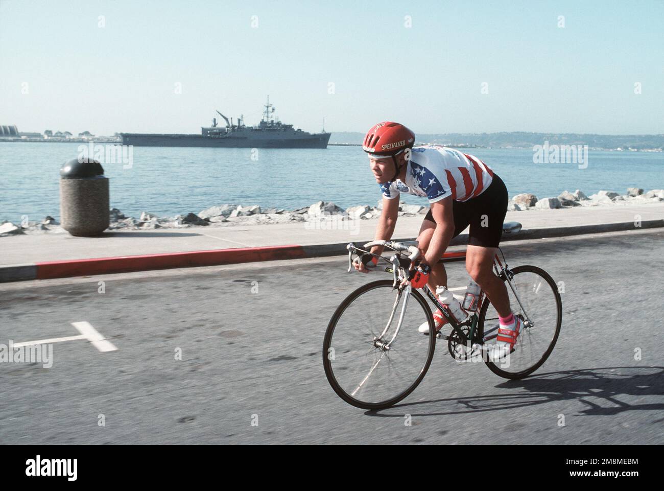 Mar 1992...A Navy cyclist in training for the Olympics works out on ...