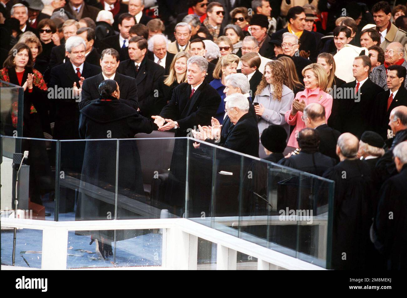 Photograph of Santita Jackson Shaking President Clinton's Hand after ...