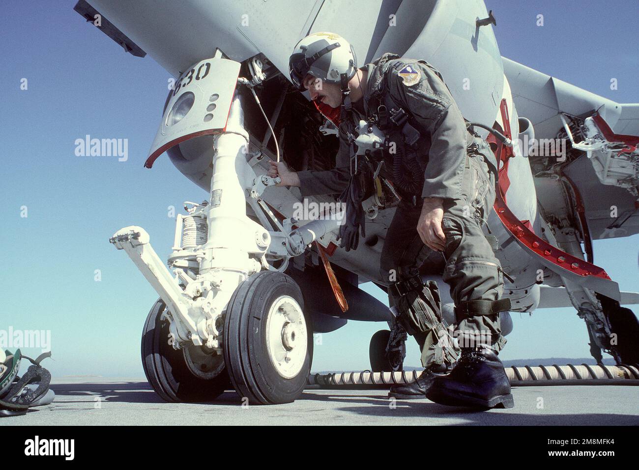 Former EF-111 "Raven Pilot", CAPT. Clyde Beattie does a preflight ...