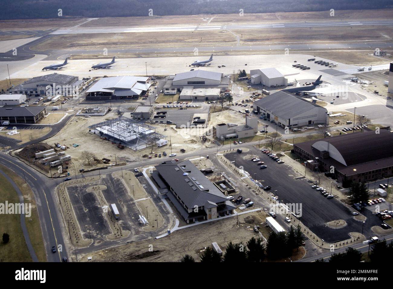 An aerial view at McGuire Air Force Base (AFB) New Jersey (NJ) showing ...