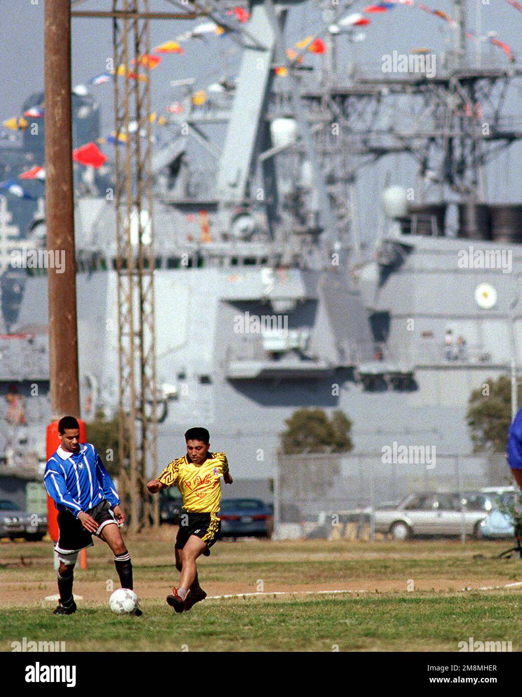 Chinese and American sailors enjoy a friendly game of soccer at Naval ...