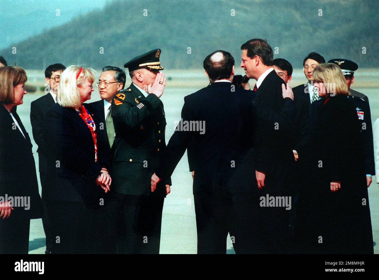 GEN. John H. Tilelli, Jr., salutes Vice-President Al Gore as he arrives ...