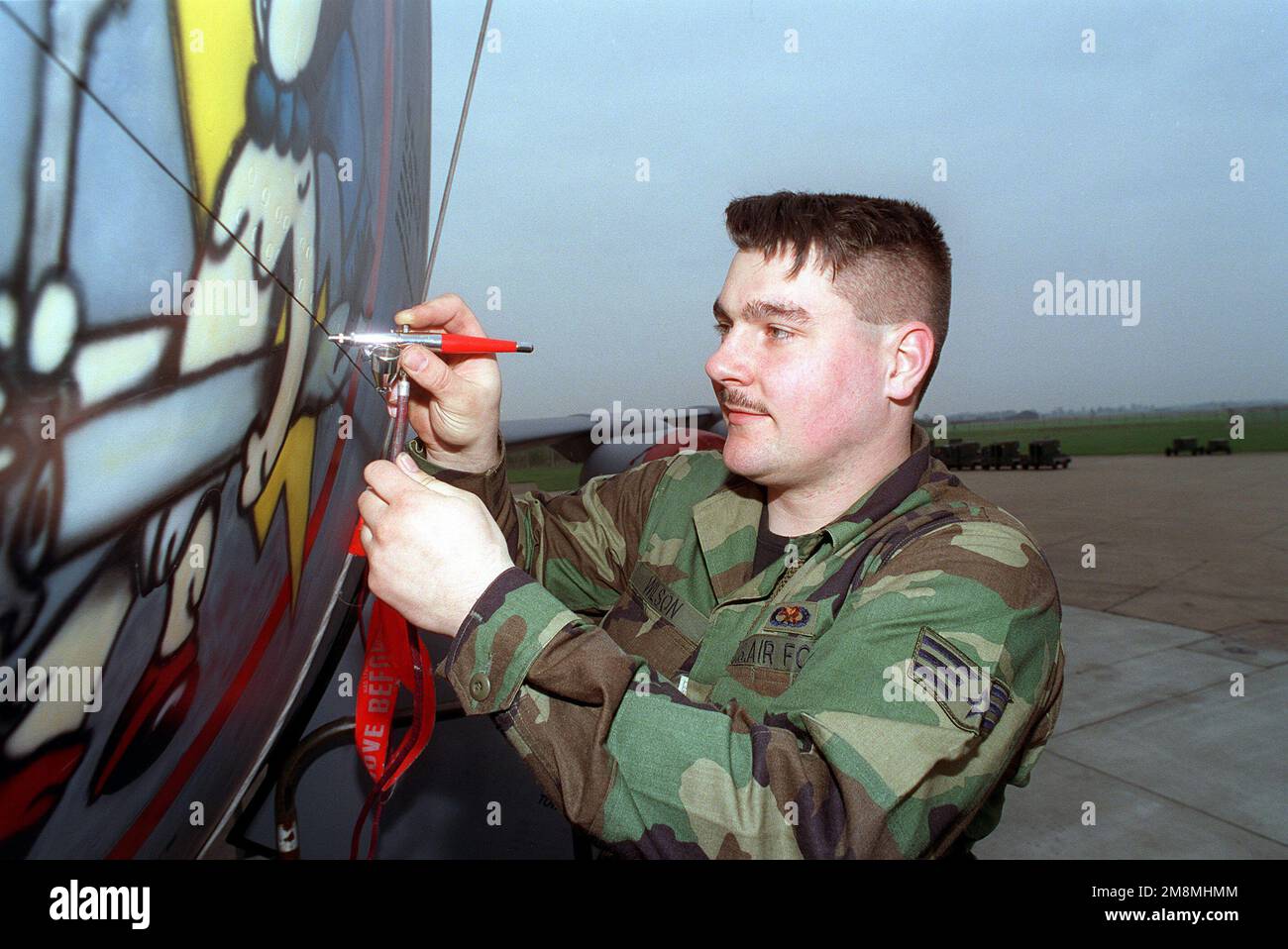 SRA Matthew Wilson, 100th Aircraft Generation Squadron, uses an ...