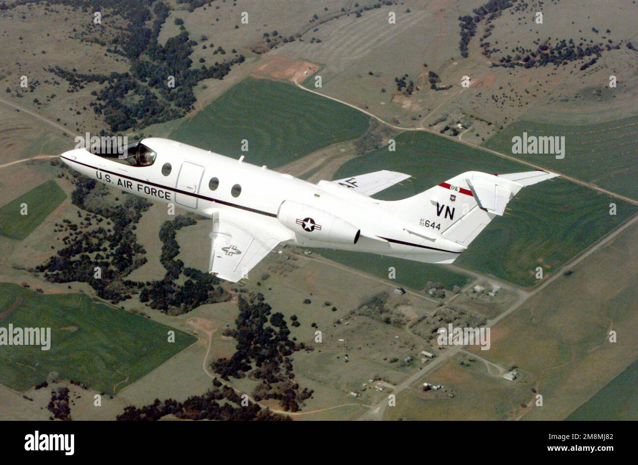 An air-to-air view of a T-1 Jayhawk trainer, tail no. 644, assigned to ...