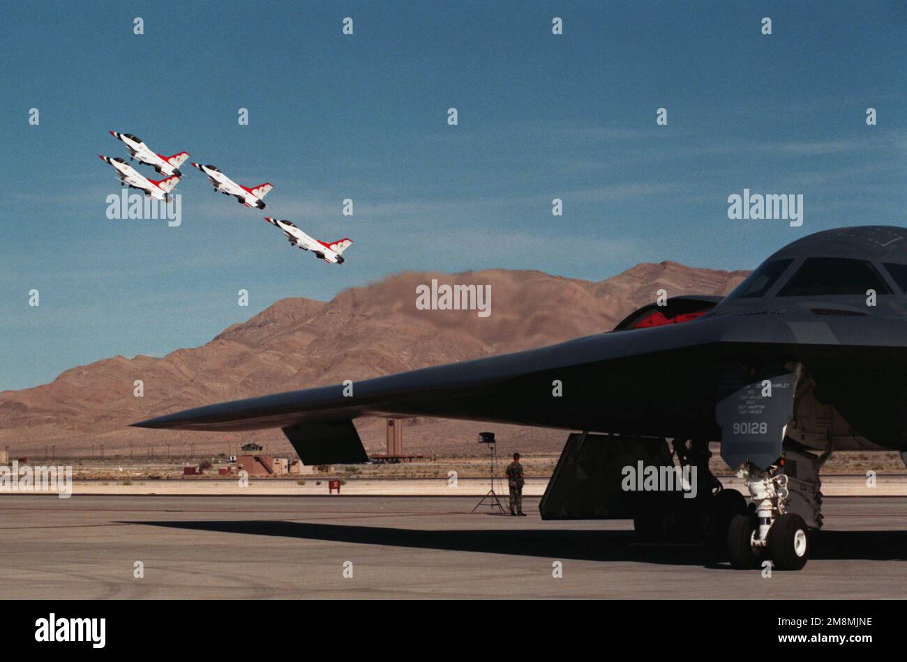 A four ship aerial demonstration team, the USAFs Thunder Birds climb ...
