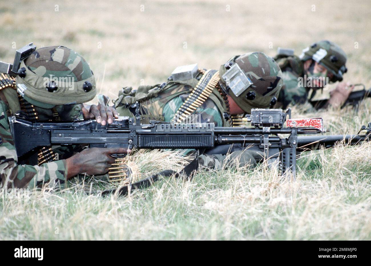 Part of the back-up force that has just arrived by helicopter, M-60 ...