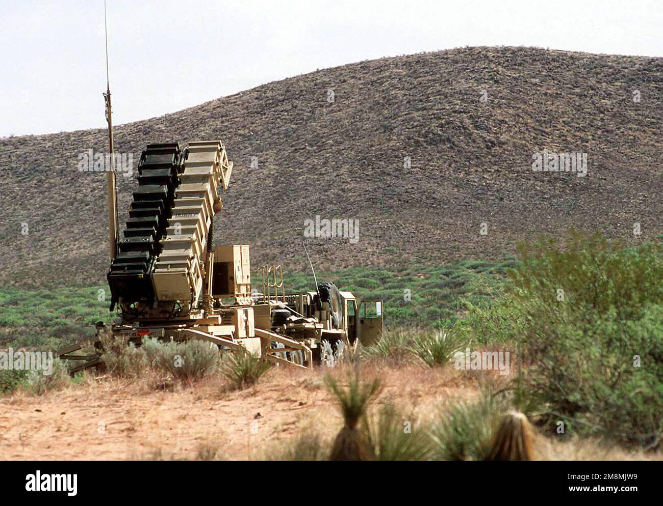 A mobile Patriot missile launcher belonging to the 11th Brigade, 43rd ...