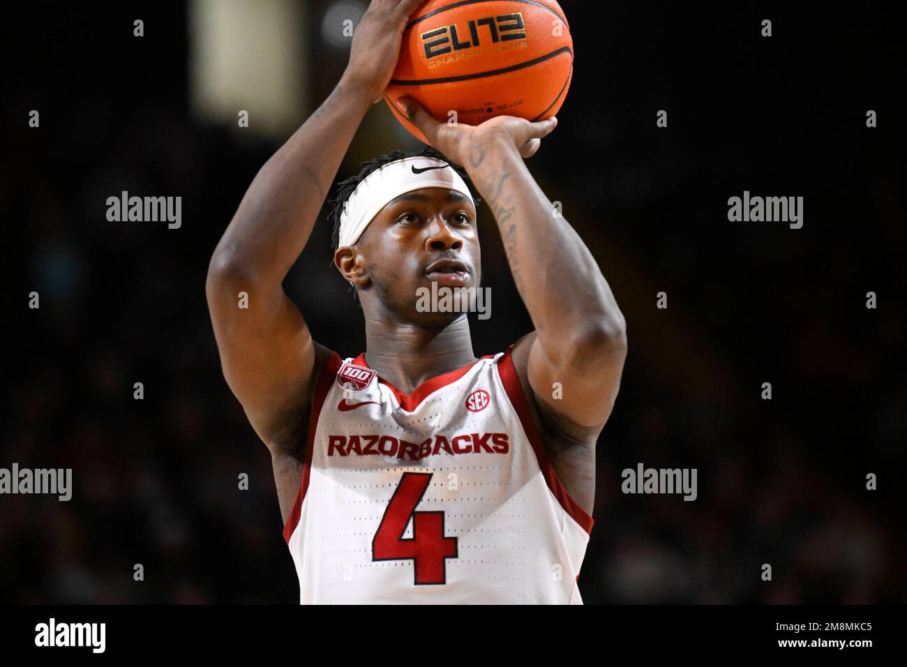 Arkansas guard Davonte Davis (4) plays against Vanderbilt during an ...