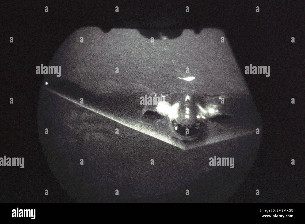 Low light level, fish-eye lens view, showing A US Air Force (USAF) B-2 ...