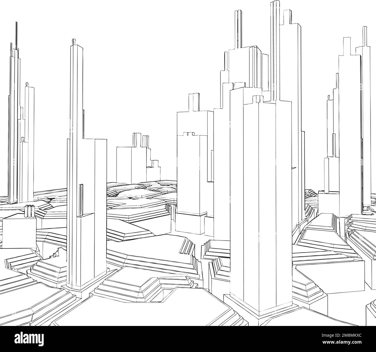 Abstract Urban City Of Skyscrapers Vector Stock Vector Image & Art - Alamy
