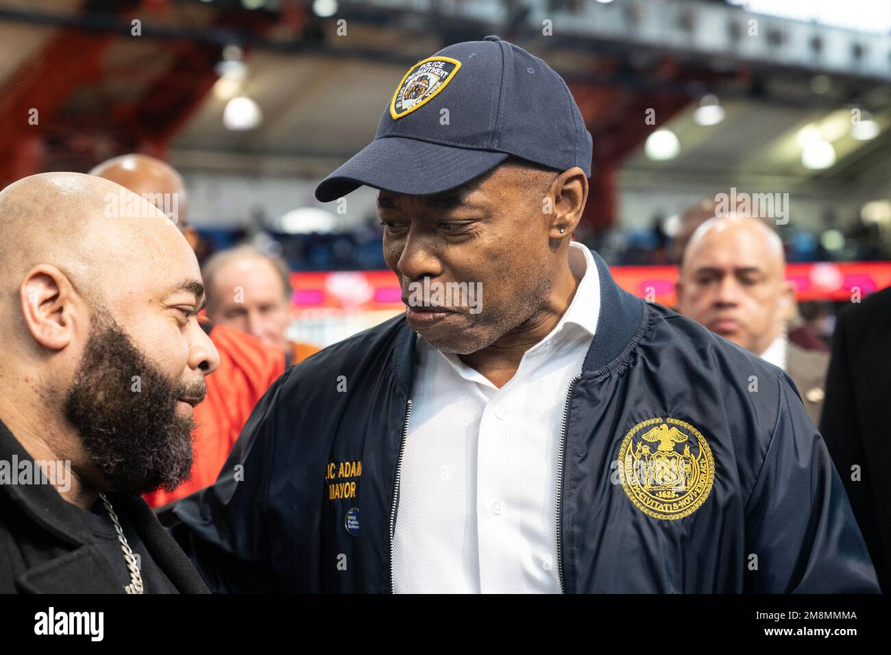 New York, United States. 14th Jan, 2023. Mayor Eric Adams visits Armory ...