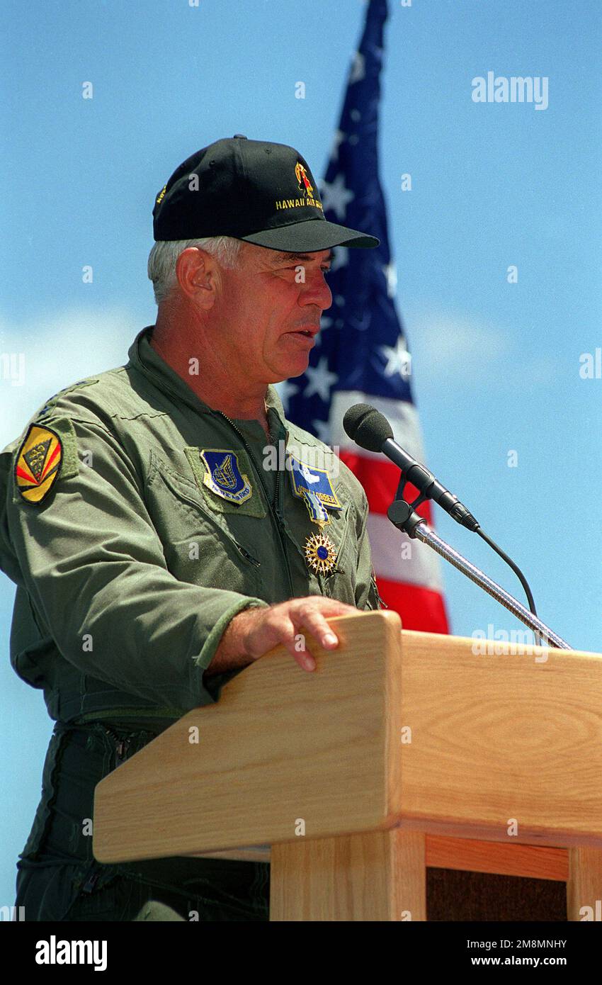 GEN John G. Lorber, Commander, Pacific Air Forces, dressed in flight ...