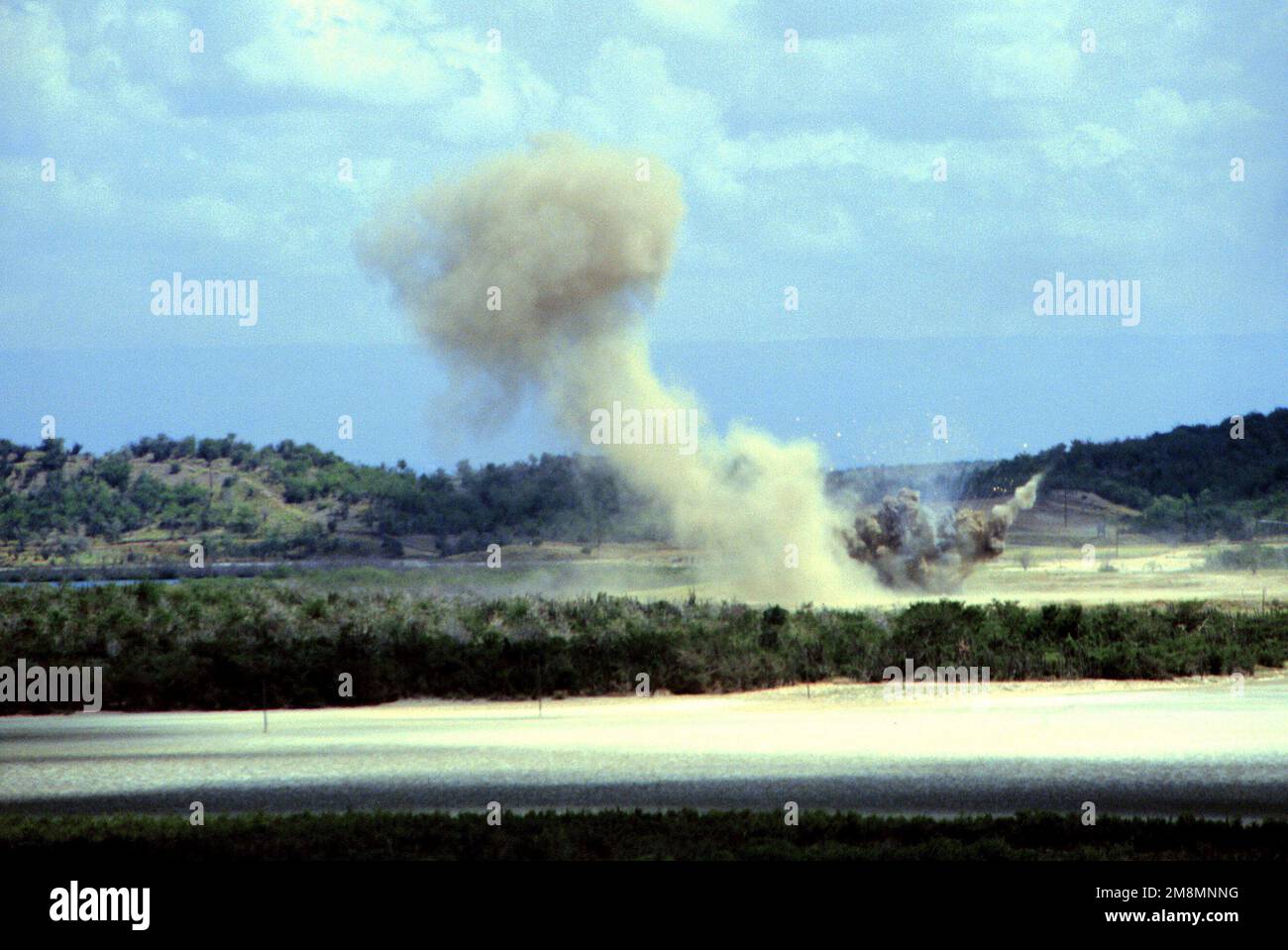 Mines are exploded on the Grenadillo Explosive Ordnance Disposal Range ...