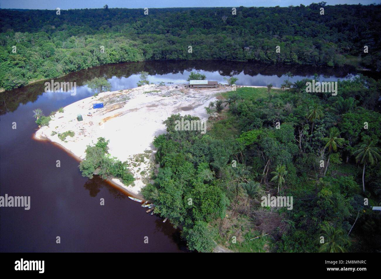 Aerial view of Malali, located on the Upper Demerara River, one of the ...