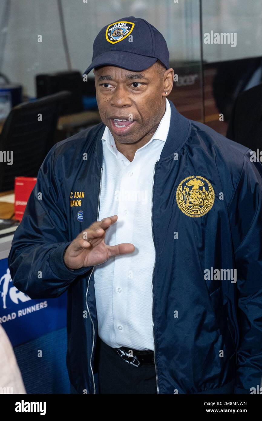 New York, New York, USA. 14th Jan, 2023. Mayor Eric Adams visits Armory ...
