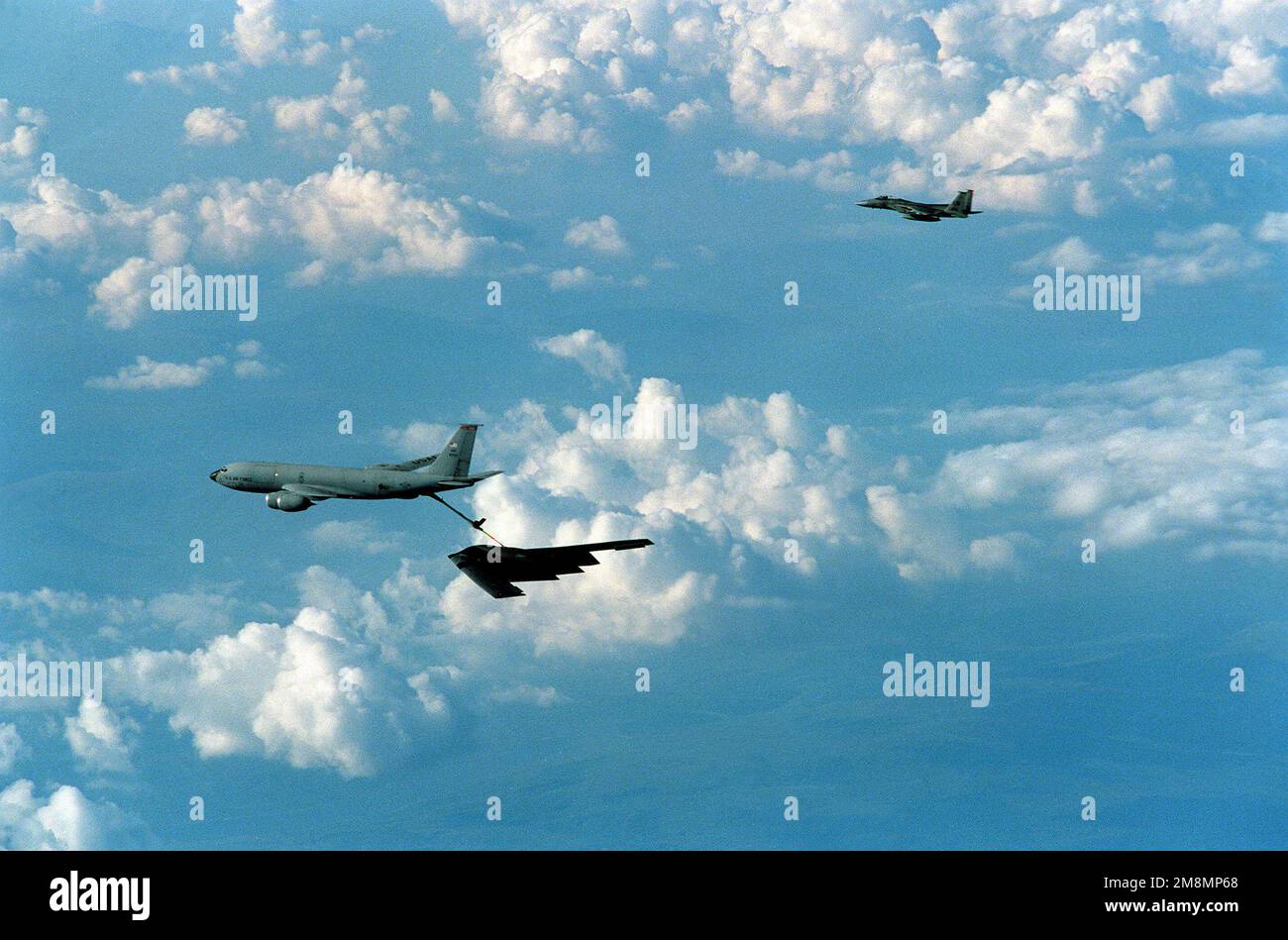 Horizontal aerial view of a KC-135R tanker with the 911th ARS (Red ...