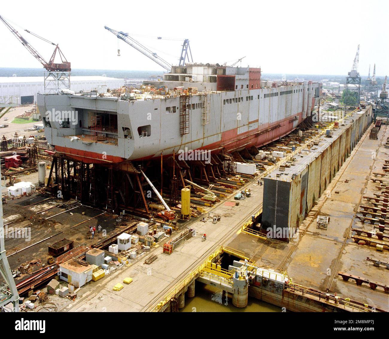 Starboard quarter view of the Military Sealift Command (MSC) strategic heavy lift ship USNS ...