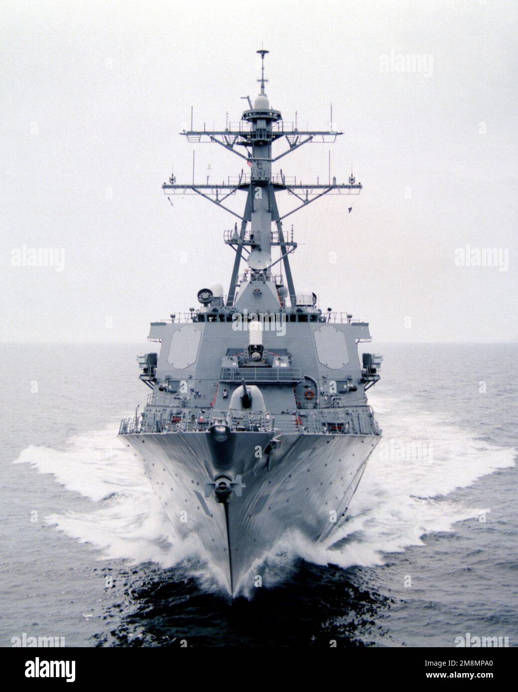 Bow-on view of the guided missile destroyer USS MAHAN (DDG-72) underway ...