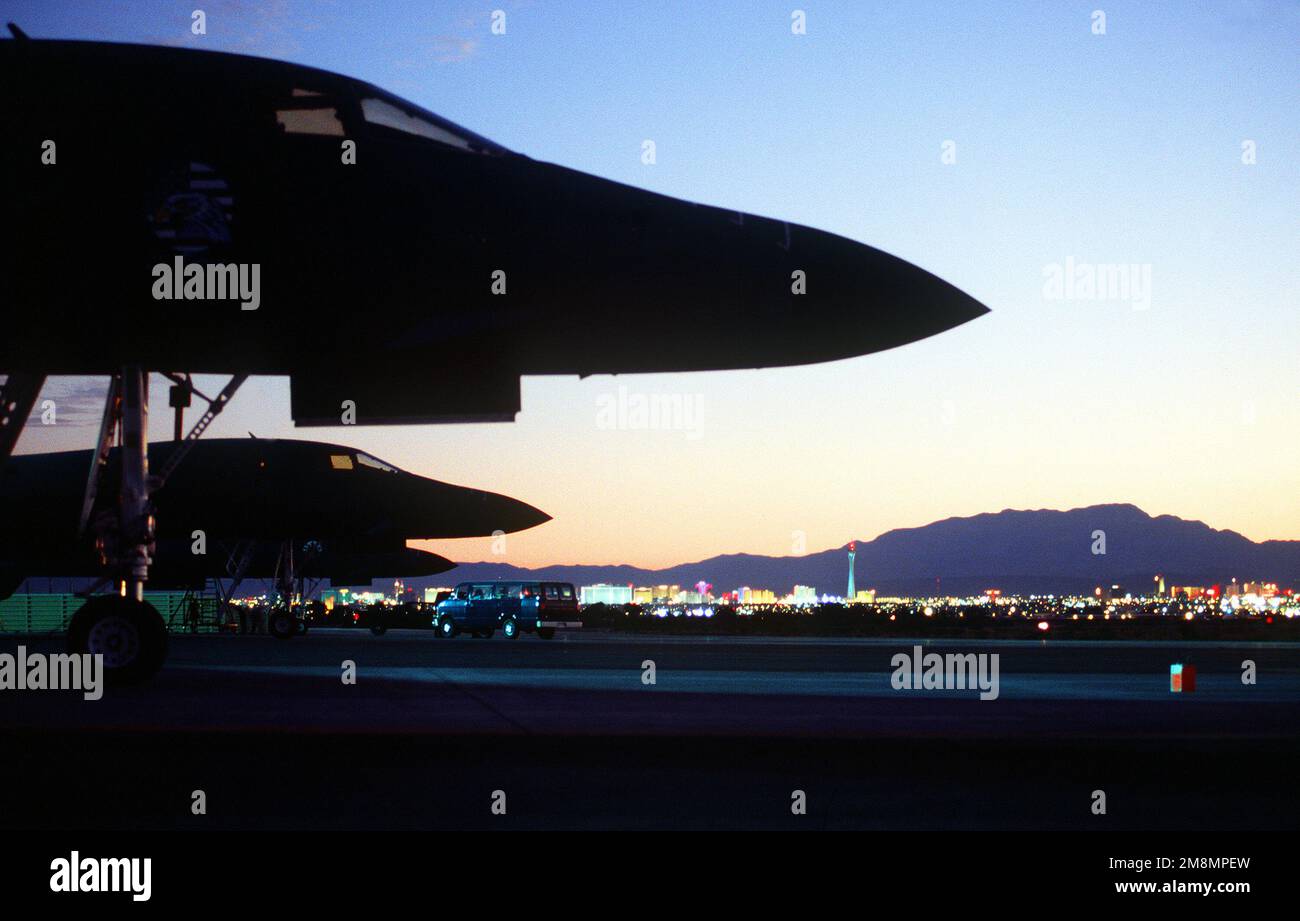The noses of three B-1B bombers from the 28th Bomb Squadron, 7th Bomb ...