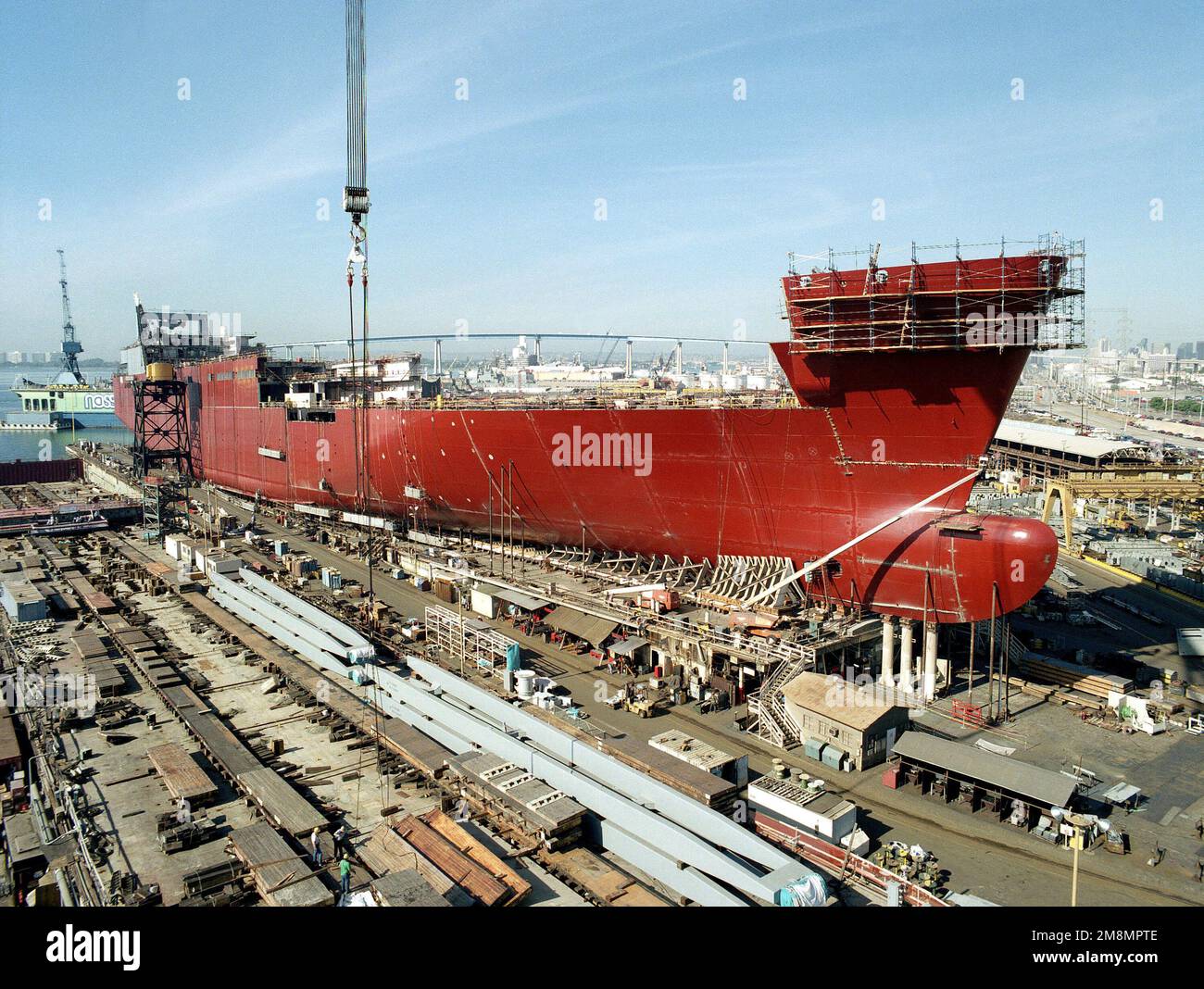 Starboard bow view of the MSC (Military Sealift Command) strategic heavy lift ship USNS SISLER ...
