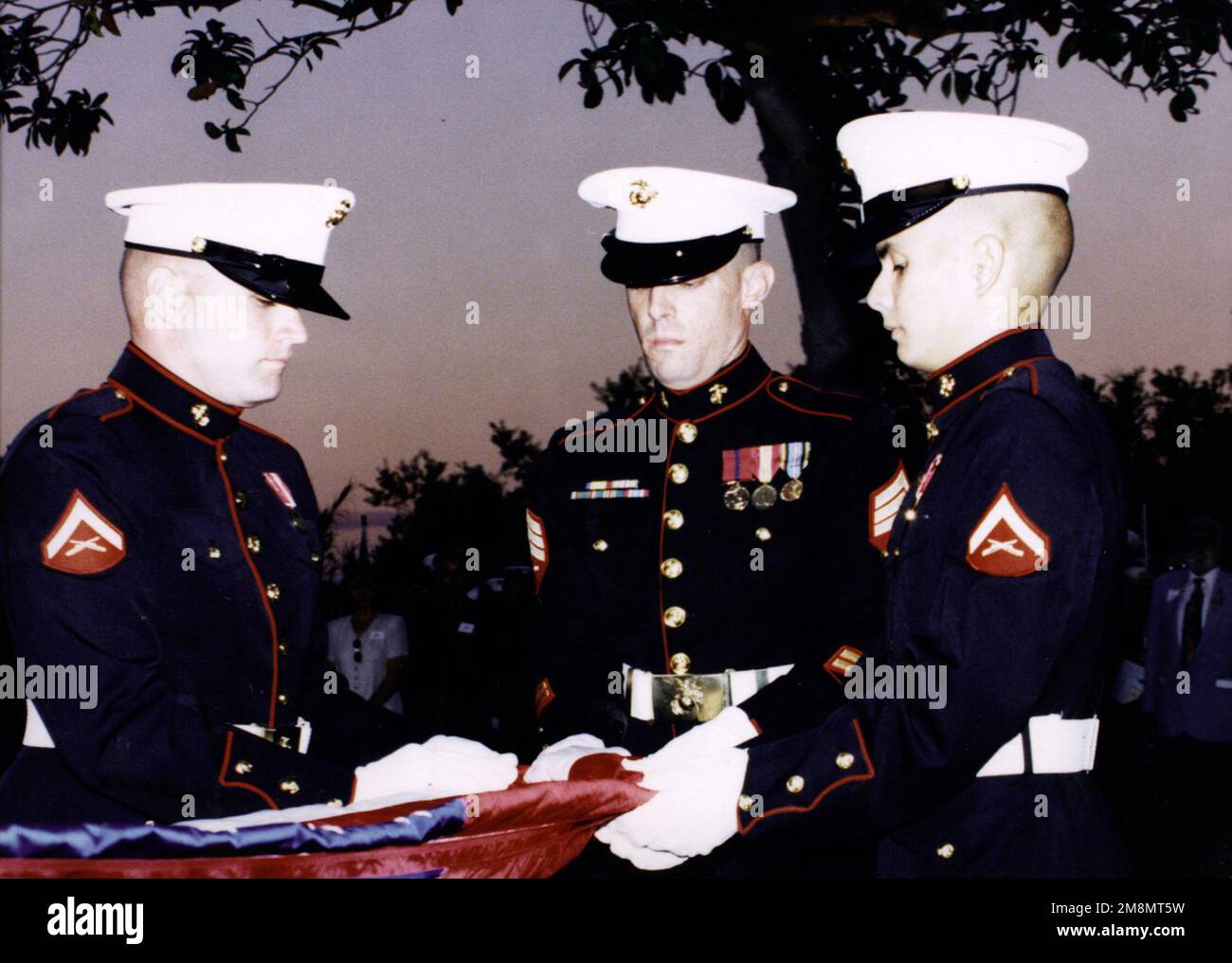 Folding of Colors at the evening Colors ceremony held at Camp Pendleton ...