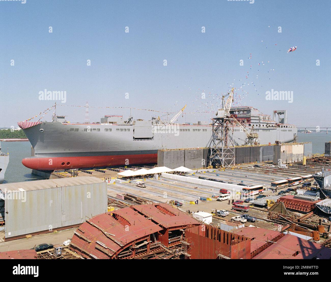 Moments after being christened in ceremonies at the Shipyards Division ...