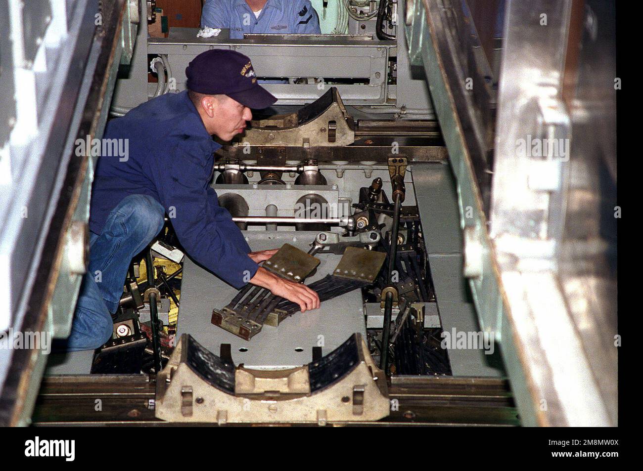 In the torpedo room of the Los Angeles class submarine USS SALT LAKE ...