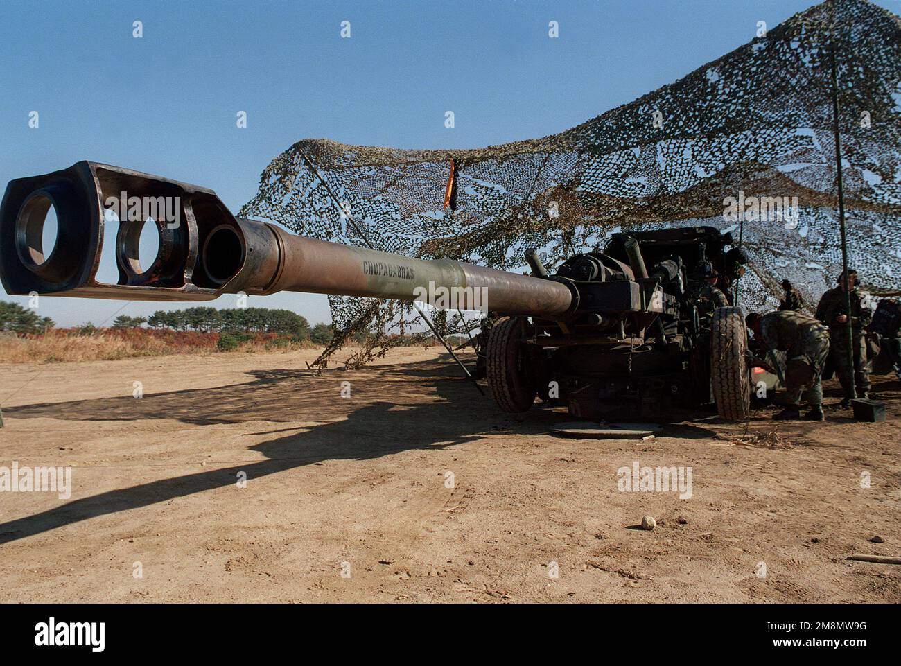 The M198 155 howitzer is laid and ready for "Fire Mission" during "C" Battery, 1ST Battalion ...