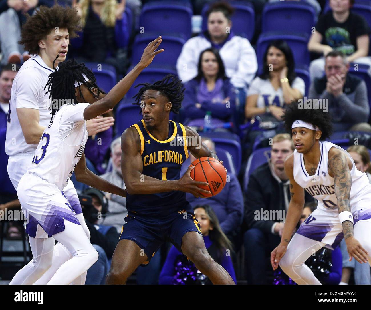 California guard Joel Brown (1) looks to shoot as Washington guard ...