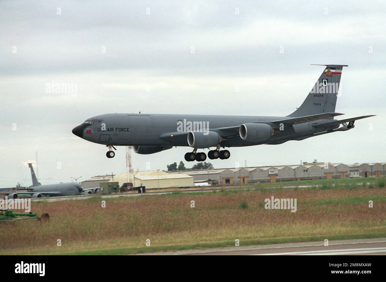 A KC-135R Stratotanker from the 100th Aerial Refueling Wing based at Royal Air Force Mildenhall ...