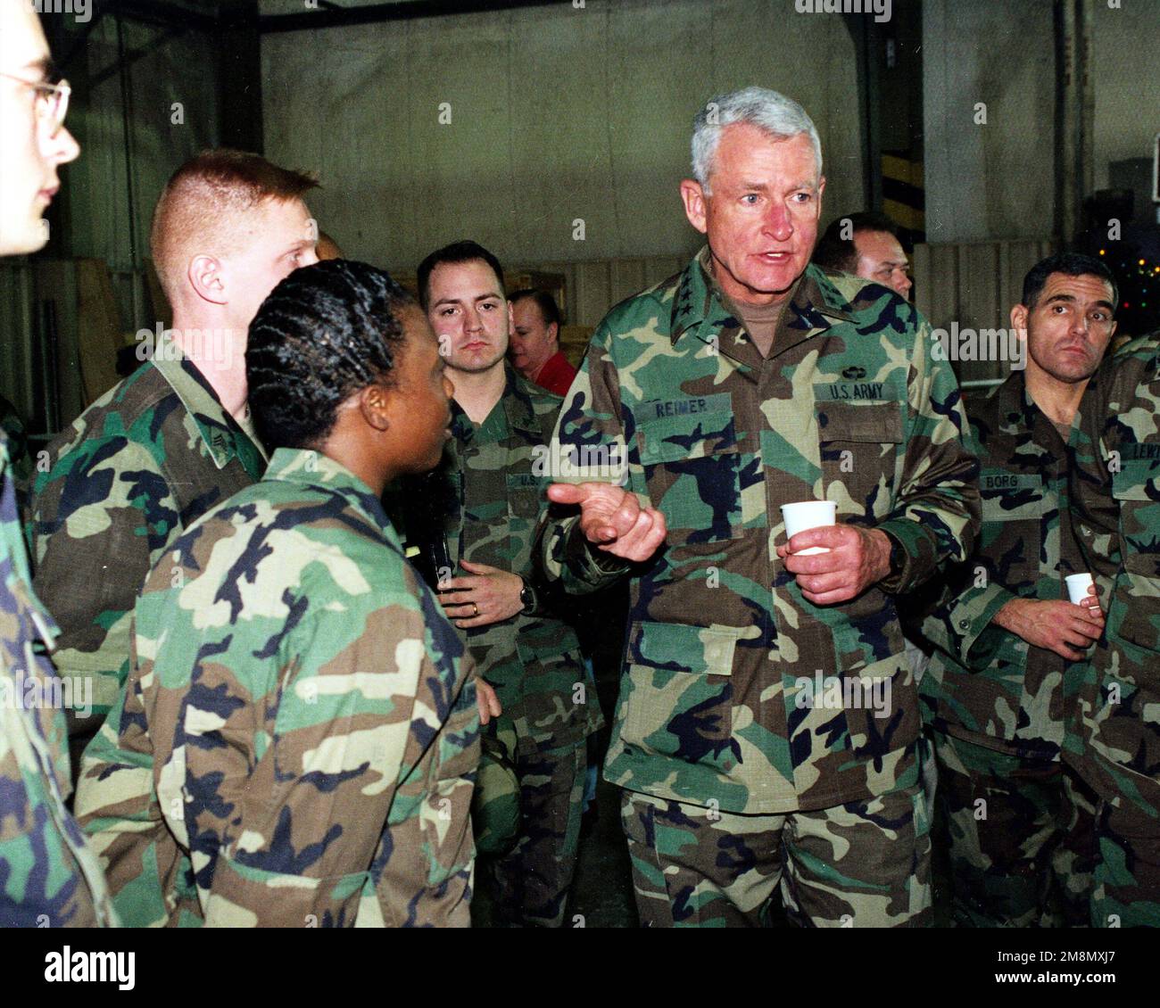 Army CHIEF of STAFF GEN Dennis Reimer answers questions from troops at ...
