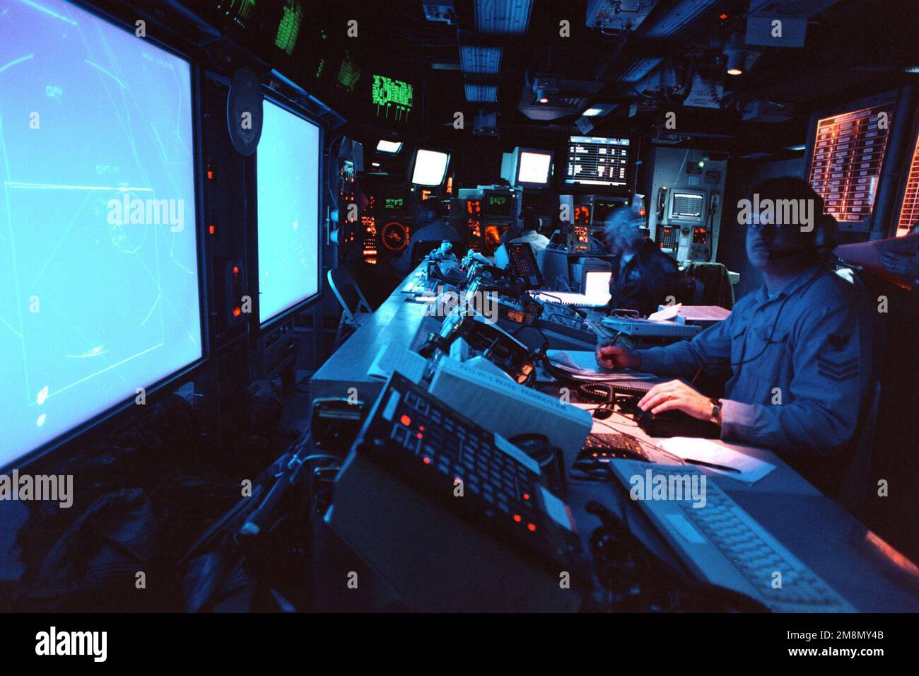 Sonar Technician Charles Jordan monitors the Joint Maritime Command ...