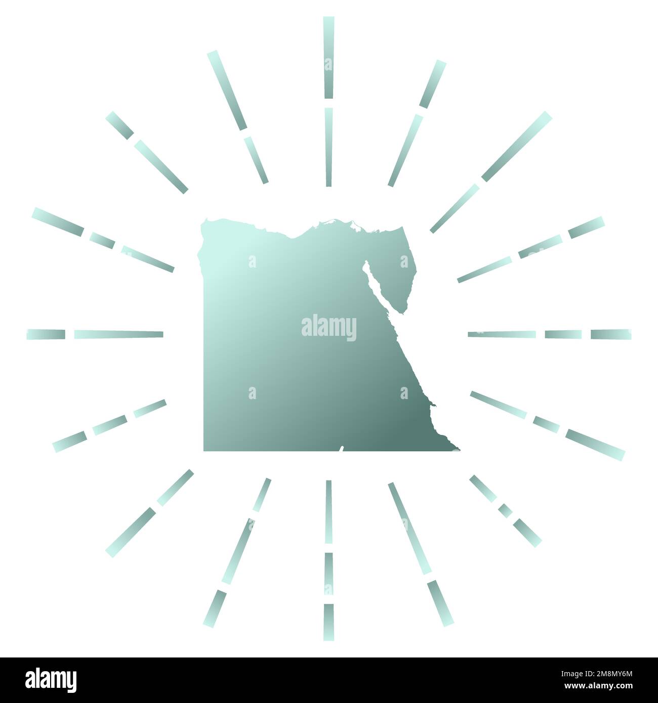 Egypt gradiented sunburst. Map of the country with colorful star rays ...