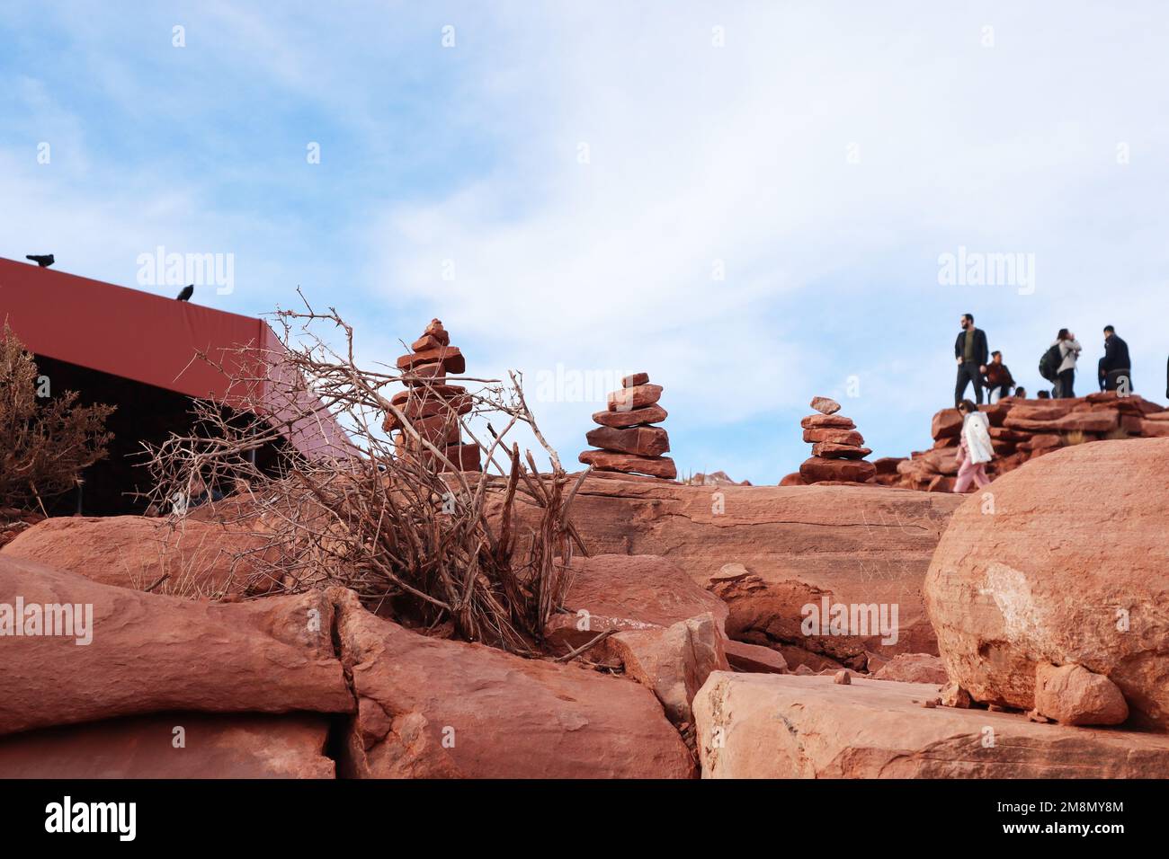 Stone stacking near the Grand Canyon representing small rituals Stock ...