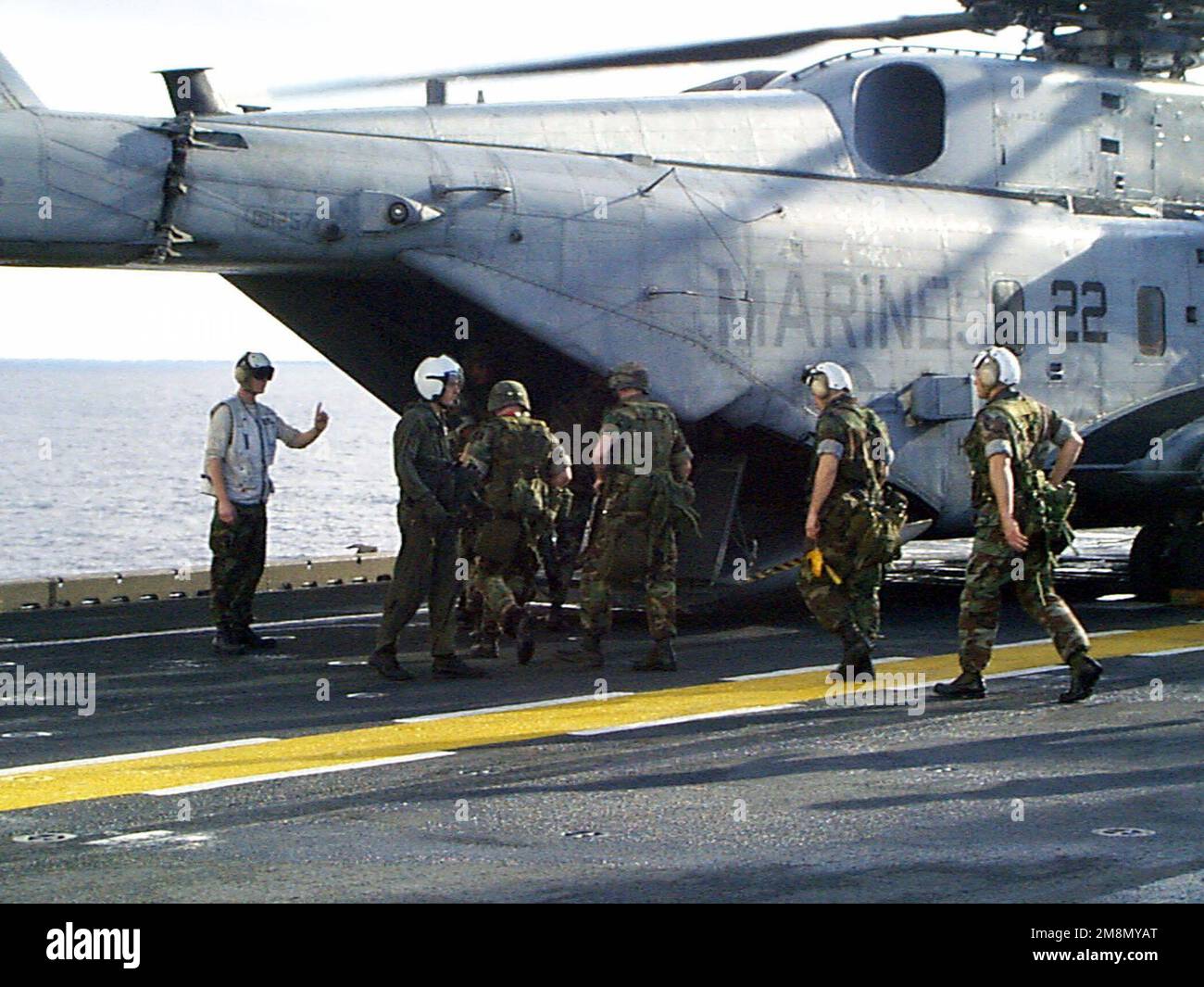 Marines from 26th Marine Expeditionary Unit (MEU) embark a CH-53 Super ...