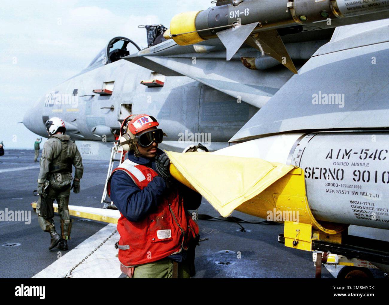Aviation Ordnanceman 2nd class Reginald A. Martin prepares an AIM-54C ...