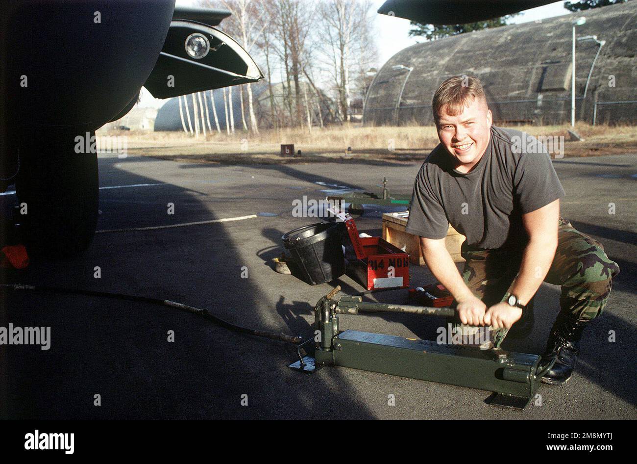 United States Air Force SENIOR AIRMAN Gabe D. Tate, a Maintenance Crew ...