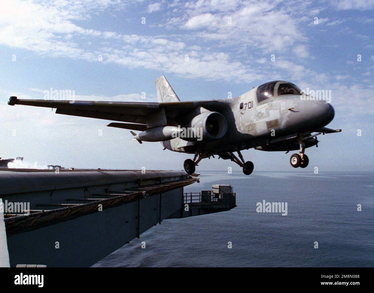 An S-3 Viking launches from the flight deck during routine flight ...