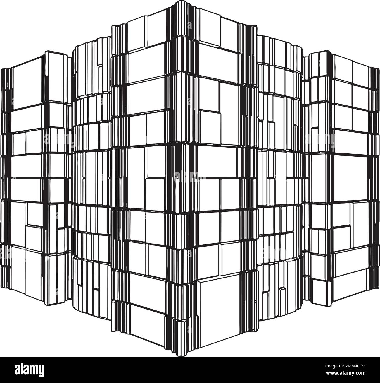 Abstract Urban City Buildings Cube Boxes Prism Vector Stock Vector ...