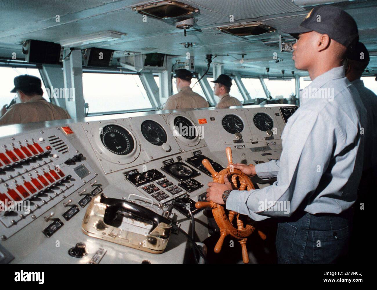 SEAMAN Recruit Demarkes Vester pilots the USS GEORGE WASHINGTON (CVN 73 ...