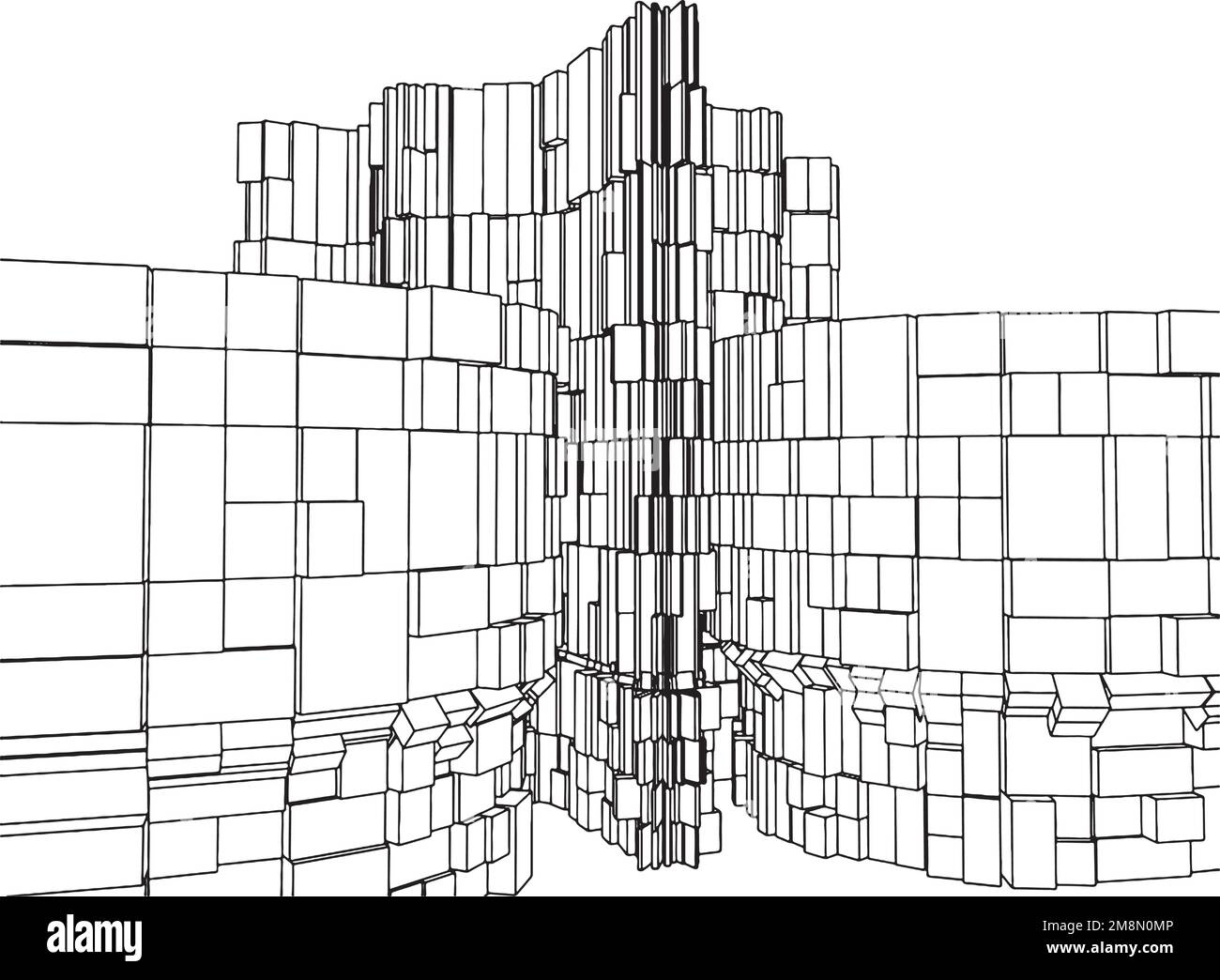 Abstract Urban City Buildings Cube Boxes Prism Vector Stock Vector ...