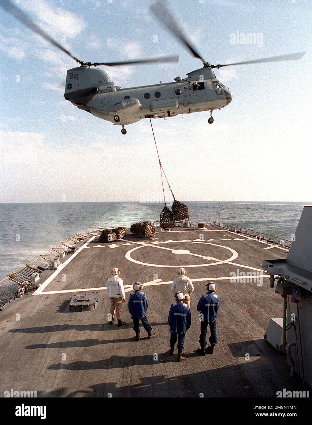 US Navy flight deck personnel from the Arleigh Burke Class Guided ...